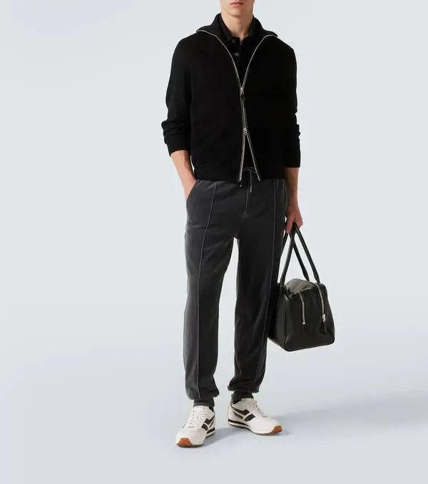 TOM FORD Suede And Wool-blend Zip-up Sweater