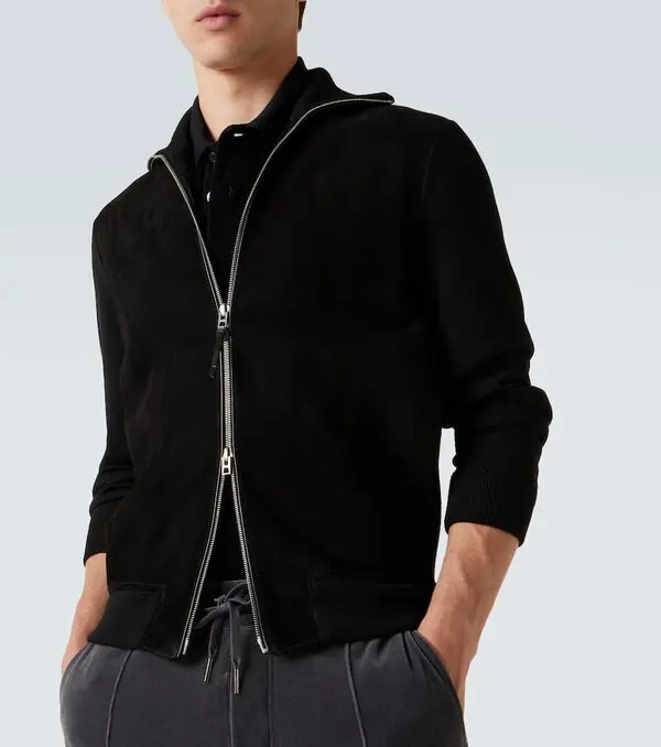 TOM FORD Suede And Wool-blend Zip-up Sweater