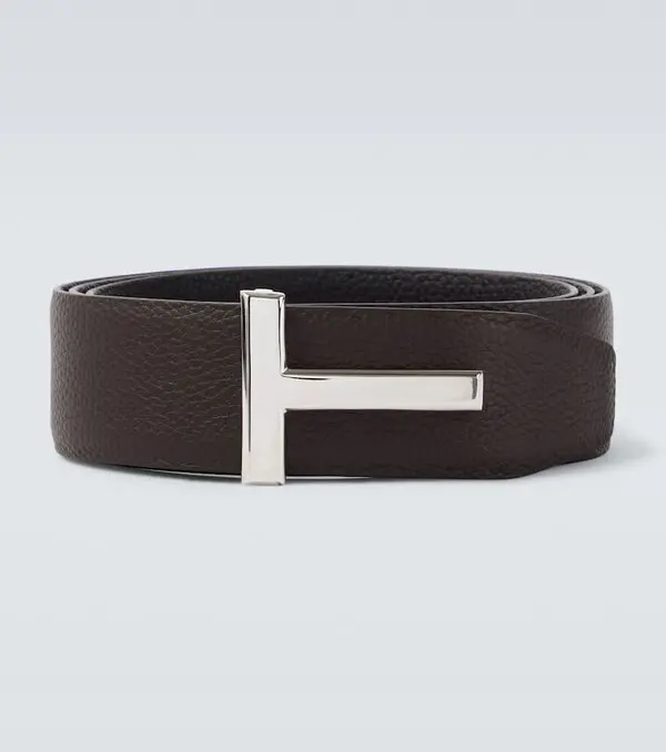 TOM FORD T Icon Reversible Leather Belt - Brown