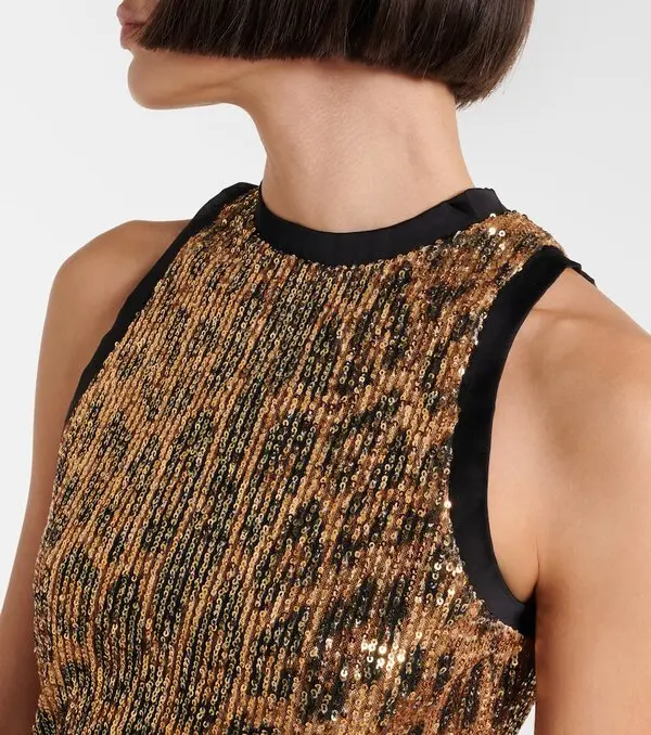 Roberto Cavalli Sequined Leopard-print Mini Dress - Brown