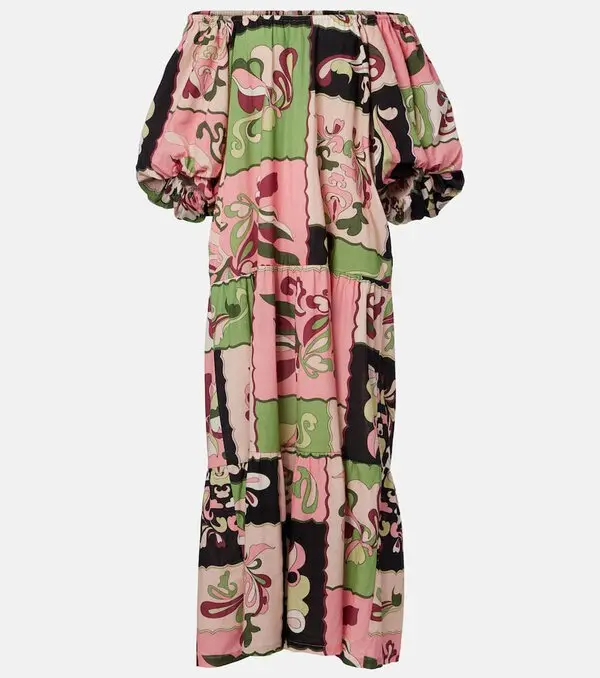 ADRIANA DEGREAS Printed Off-shoulder Maxi Dress - Multicoloured