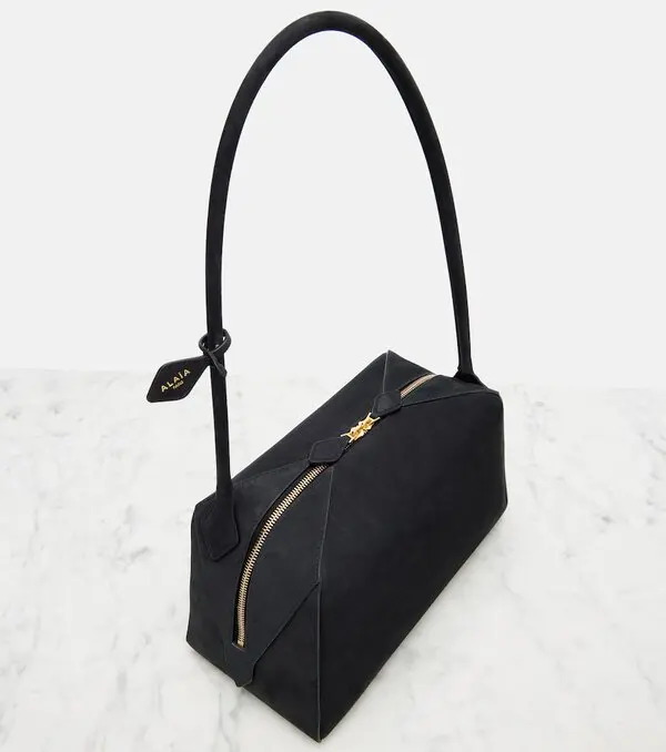 Alaïa Le Bouledogue Medium Suede Shoulder Bag - Black