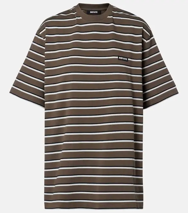 ROTATE BY BIRGER CHRISTENSEN Striped Oversized Cotton Jersey T-shirt
