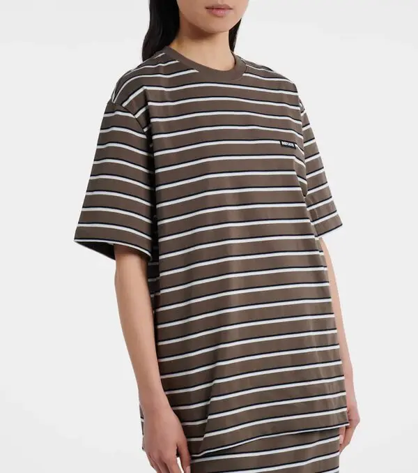 ROTATE BY BIRGER CHRISTENSEN Striped Oversized Cotton Jersey T-shirt