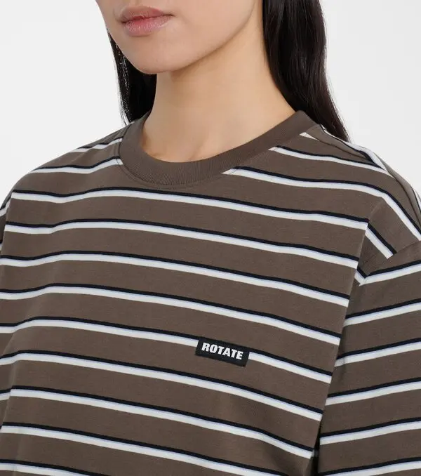 ROTATE BY BIRGER CHRISTENSEN Striped Oversized Cotton Jersey T-shirt