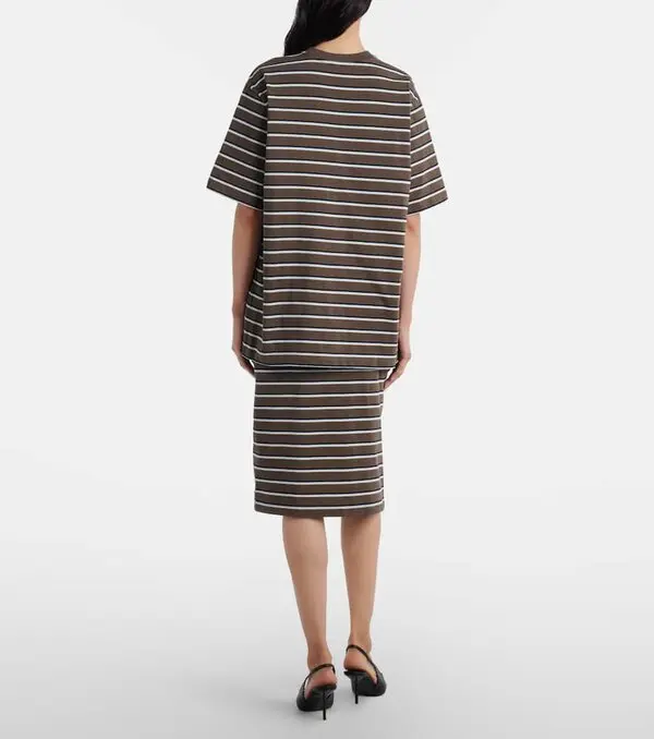 ROTATE BY BIRGER CHRISTENSEN Striped Oversized Cotton Jersey T-shirt