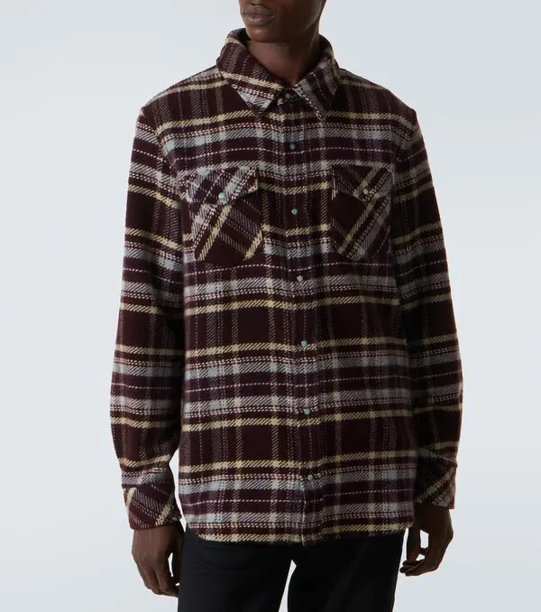 GOD'S TRUE CASHMERE Plaid Cashmere Shirt With Emerald - Multicoloured