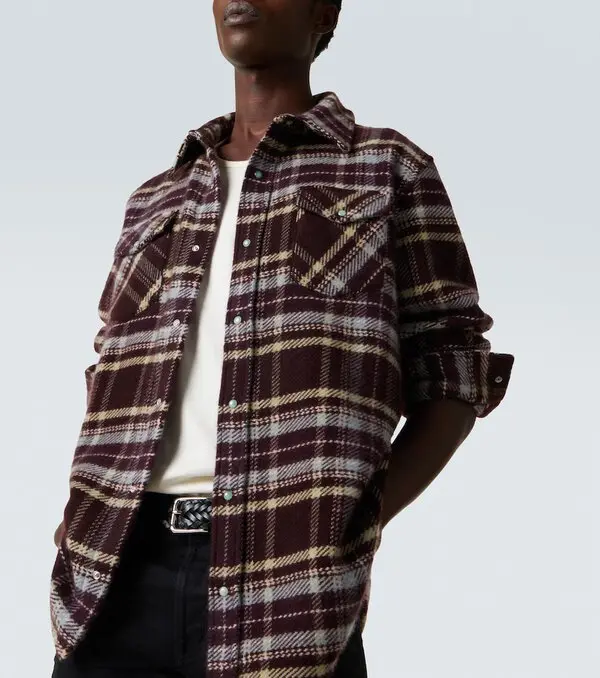 GOD'S TRUE CASHMERE Plaid Cashmere Shirt With Emerald - Multicoloured