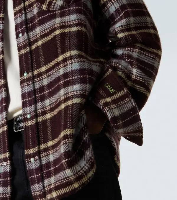 GOD'S TRUE CASHMERE Plaid Cashmere Shirt With Emerald - Multicoloured