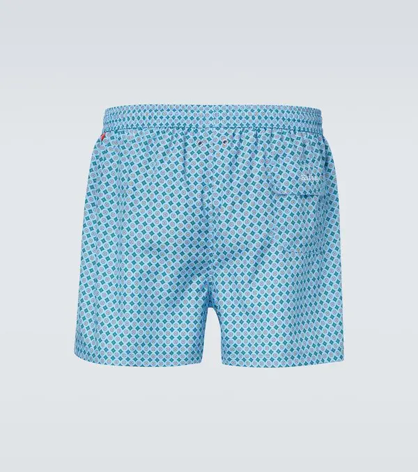 Kiton Logo Printed Swim Trunks - Blue