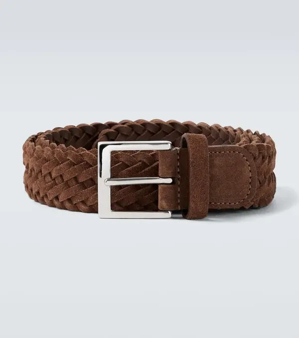 Kiton Woven Suede Belt - Brown