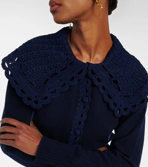 Erdem Crochet-trimmed Wool-blend Cardigan