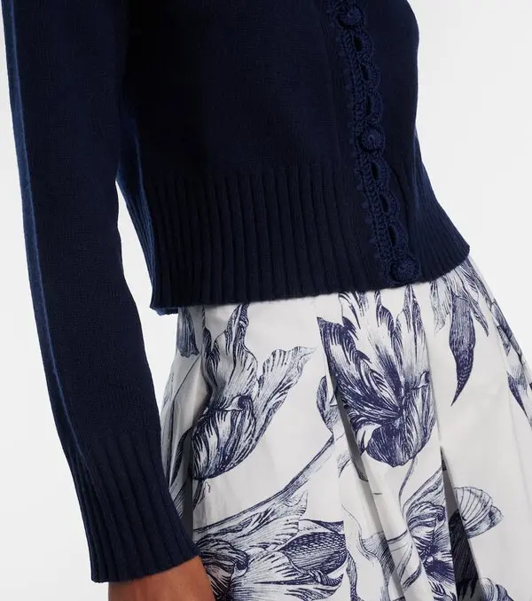 Erdem Crochet-trimmed Wool-blend Cardigan