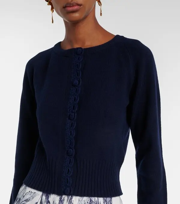 Erdem Crochet-trimmed Wool-blend Cardigan