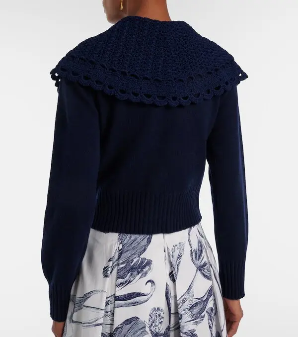 Erdem Crochet-trimmed Wool-blend Cardigan