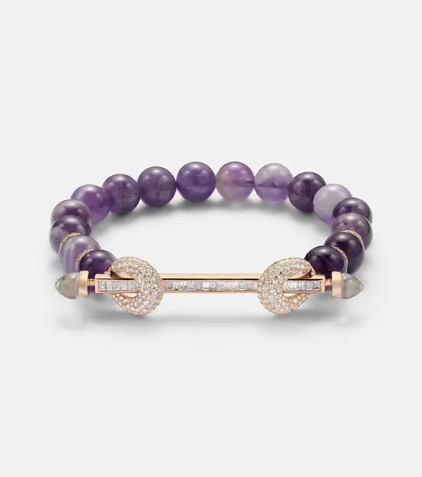 ANANYA Chakra Rose Gold Bracelet With Gemstones - Purple