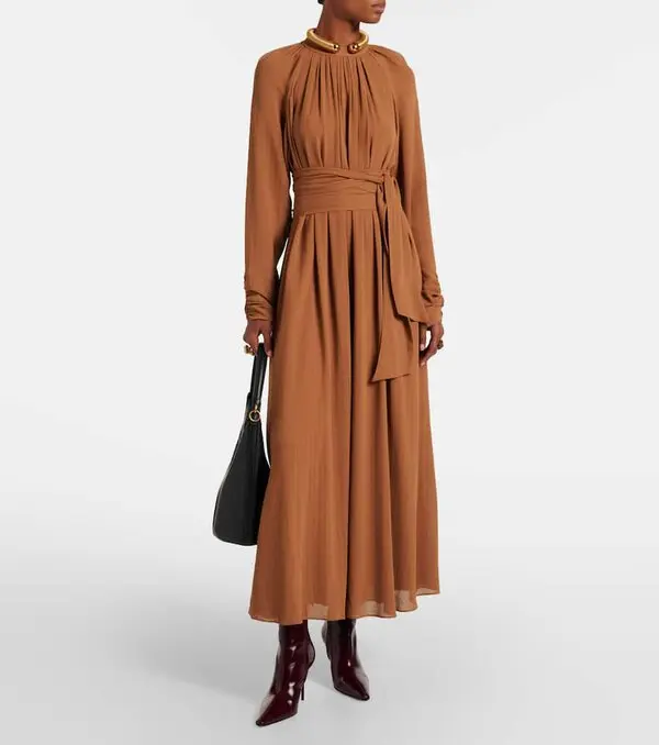 JOSEPH Pinky Belted Draped Maxi Dress