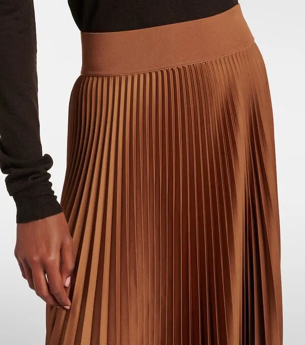 JOSEPH Ade Plissé Asymmetric Crêpe Midi Skirt - Brown