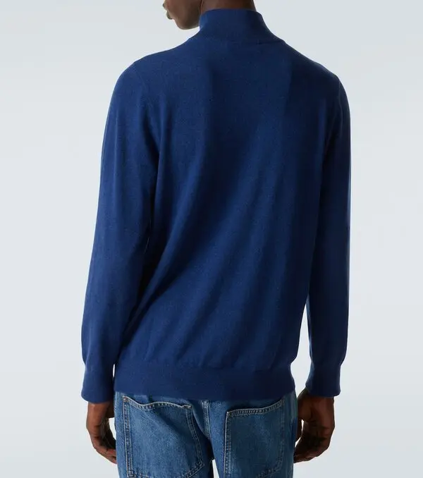 Arch4 Cashmere Half-zip Mockneck Sweater - Blue
