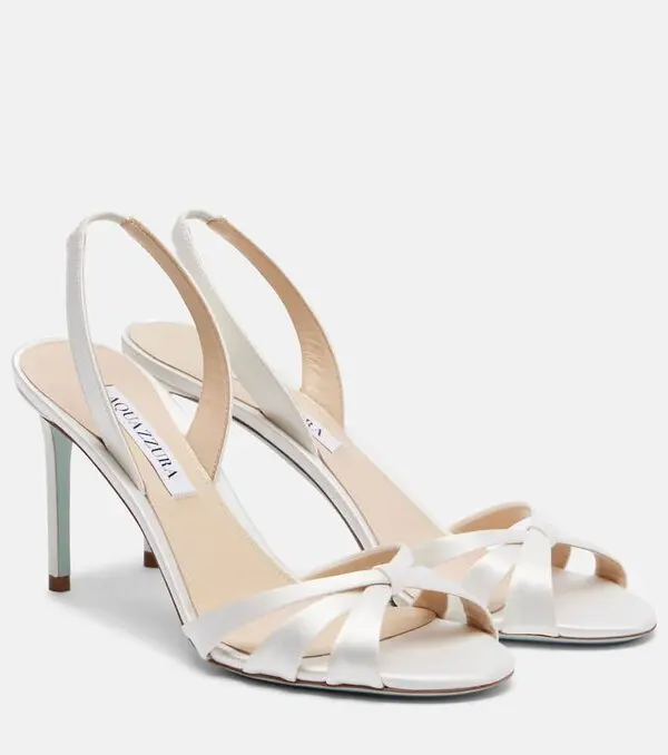 AQUAZZURA Tati 85 Satin Slingback Sandals - White