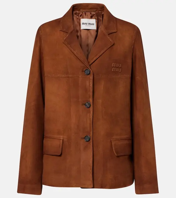 Miu Miu Suede Jacket - Brown
