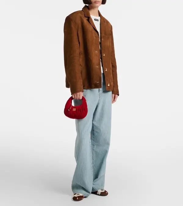 Miu Miu Suede Leather Jacket - Brown