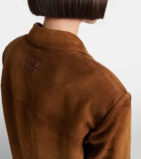 Miu Miu Suede Leather Jacket - Brown