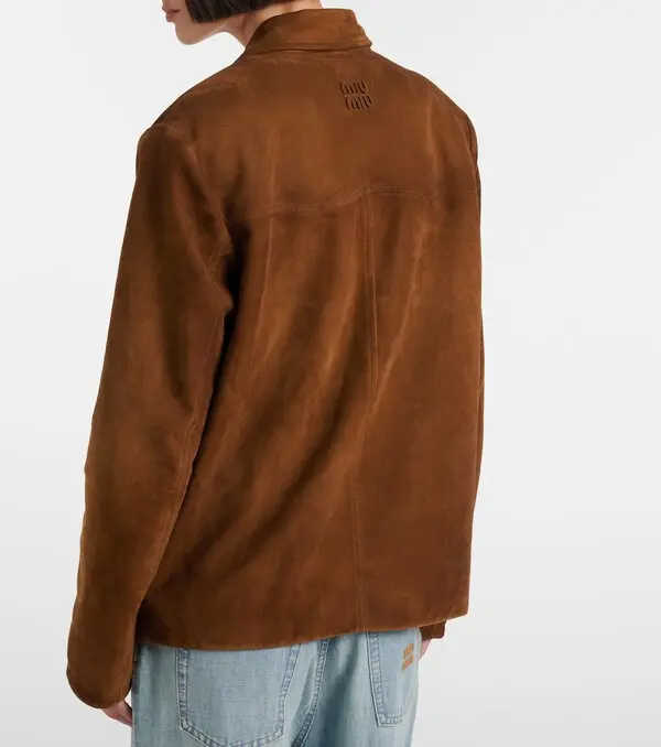 Miu Miu Suede Leather Jacket - Brown
