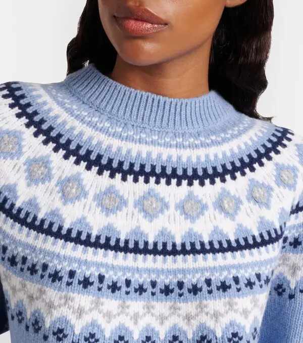 Miu Miu Fair Isle Virgin Wool Jacquard Sweater - Blue