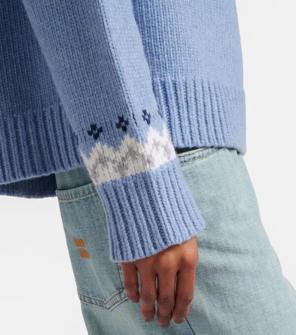 Miu Miu Fair Isle Virgin Wool Jacquard Sweater - Blue