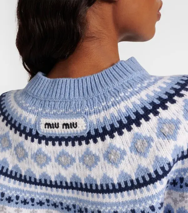 Miu Miu Fair Isle Virgin Wool Jacquard Sweater - Blue