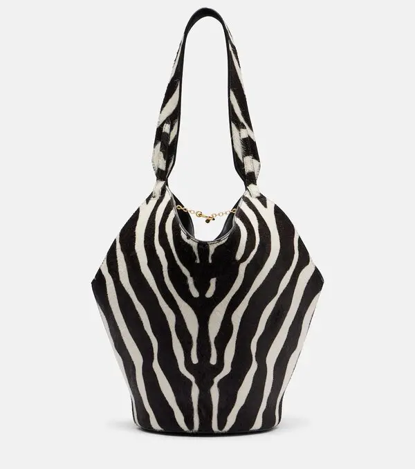 Khaite Lotus Mini Calf Hair And Suede Tote - Black