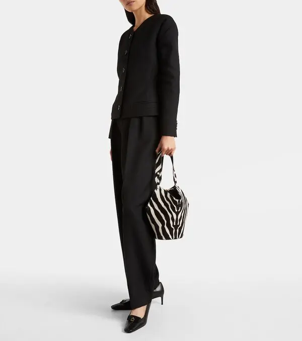 Khaite Lotus Mini Calf Hair And Suede Tote - Black