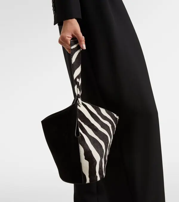 Khaite Lotus Mini Calf Hair And Suede Tote - Black