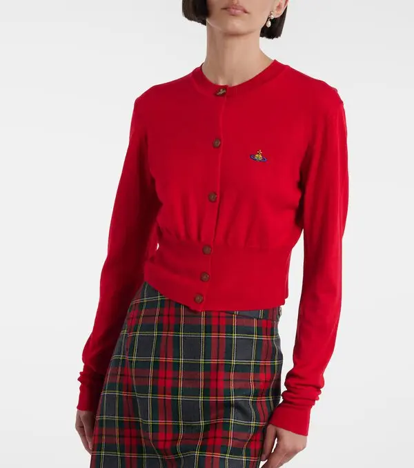 VIVIENNE WESTWOOD Bea Cropped Wool And Silk Cardigan - Red