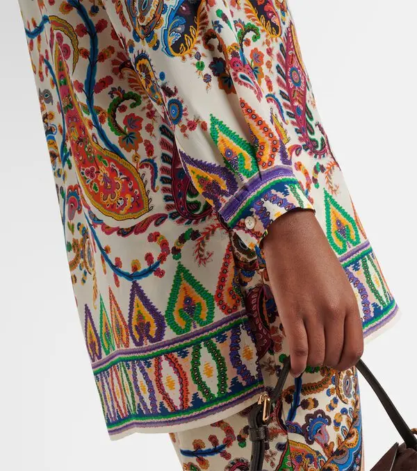Etro Paisley Printed Silk Shirt - White
