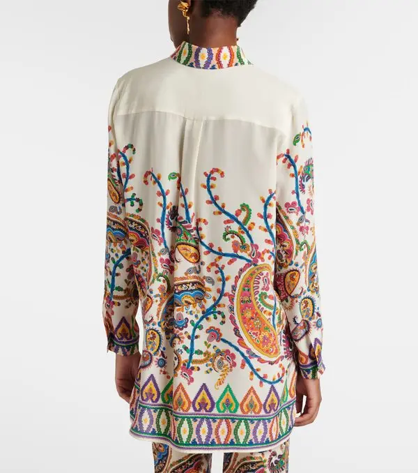 Etro Paisley Printed Silk Shirt - White