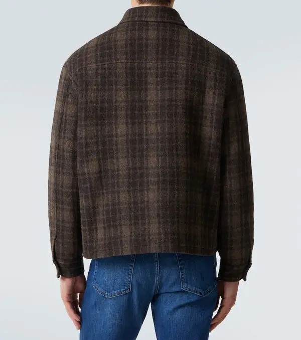 FRAME Checked Virgin Wool Blouson Jacket - Brown