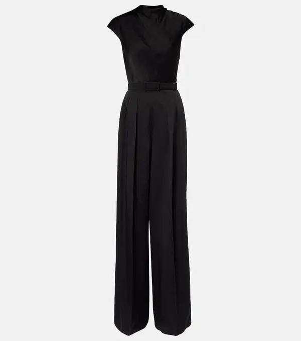 Max Mara Vespa Cutout Satin Jumpsuit - Black