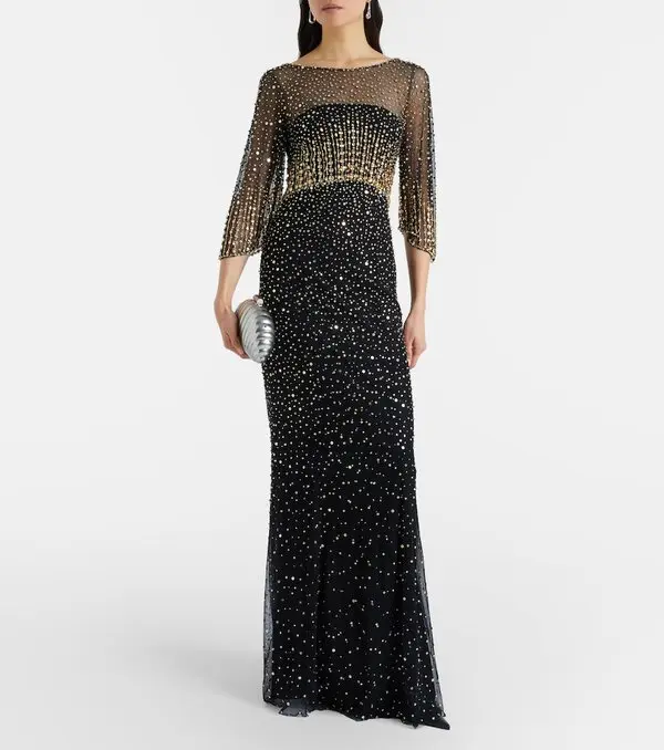 Jenny Packham Kiya Embellished Gown - Black
