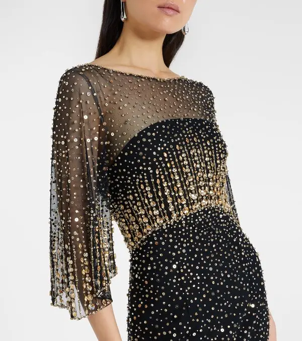Jenny Packham Kiya Embellished Gown - Black