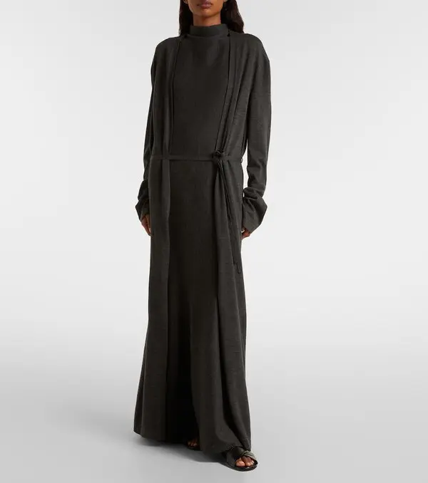 Khaite Margo Wool Maxi Dress - Grey