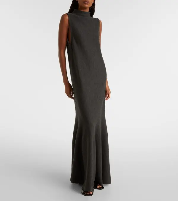 Khaite Margo Wool Maxi Dress - Grey