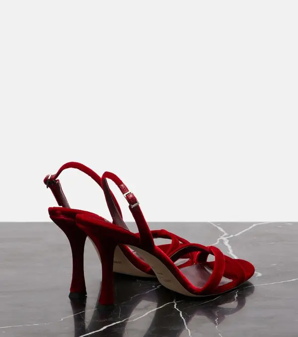 JIMMY CHOO Elsy 90 Velvet Sandals - Red