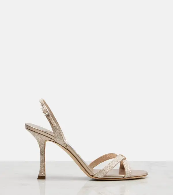 JIMMY CHOO Elsy 90 Glitter Slingback Sandals