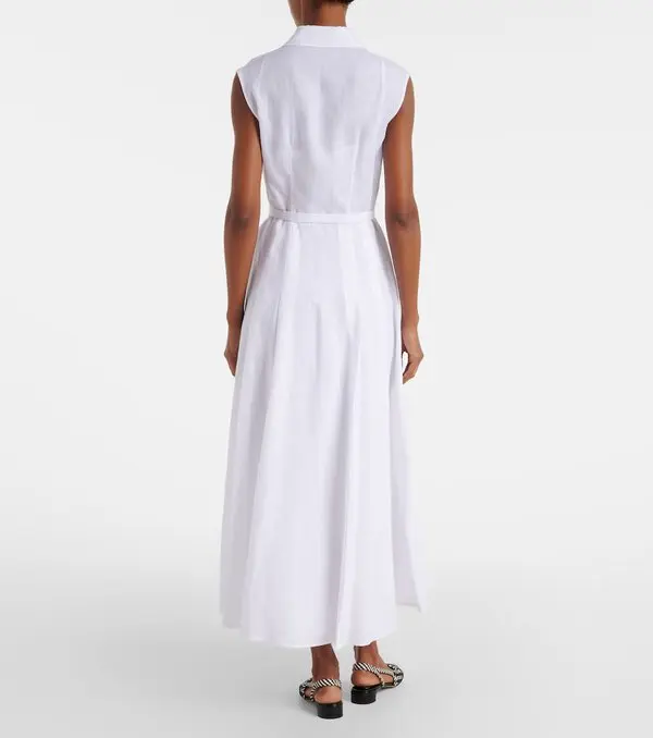 Gabriela Hearst Belted Linen Shirt Dress - White