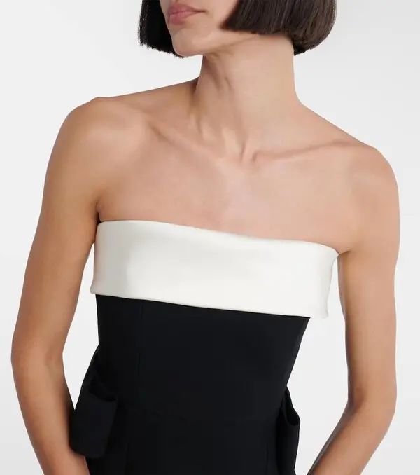 The New Arrivals Ilkyaz Ozel Lalani Draped Strapless Mini Dress - Black |  Editorialist