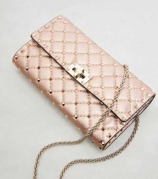 Valentino Garavani Rockstud Spike Leather Shoulder Bag - Pink