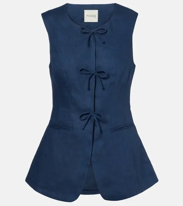 Posse Sabine Linen Vest - Blue