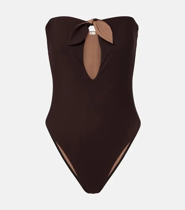 Saint Laurent Cutout Swimsuit - Brown